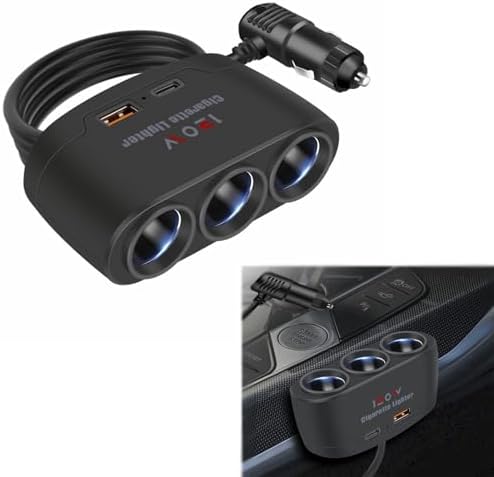 120W Cigarettes Lighter Splitter Cigarettes Lighter Adapter, Dual PD3.1 ...