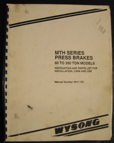 Wysong MTH Series 60-350 Ton Operations & Parts Manual: Wysong: Amazon ...
