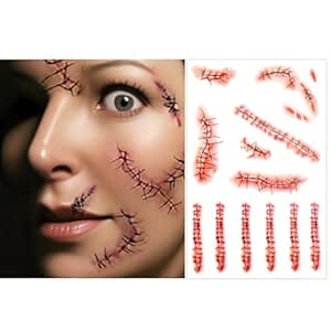 Amazon.com : Horror Realistic Fake Bloody Wound Stitch Scar Scab ...