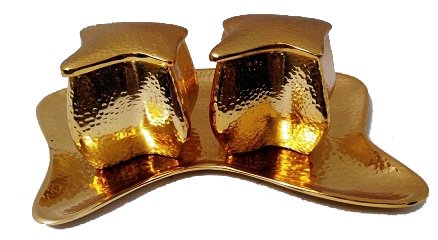 Buy Gift Galaxy TWO MEWA CONTAINER WITH TRAY(GOLDEN FINISH, 30x13 ...