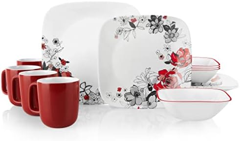 Corelle Cherish 16pc, Service for 4, Dinnerware Set, 8 Plates 8 Bowls ...