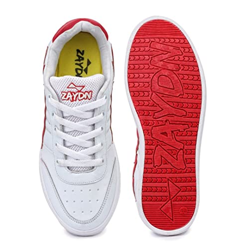 Buy Zaydn Sneakers for Men (White, RED_6) at Amazon.in