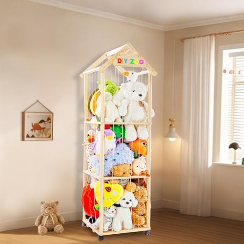 Amazon.com: Woodure Stuffed Animal Storage & Organizer, Wooden Cute Zoo ...