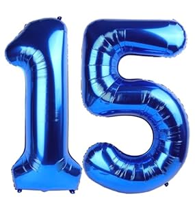 Navy Blue Number 15 Balloon 40 inch, 15 Number Balloon, 15th Navy Blue Birthday Decorations, 15 ...