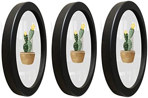 Set of 3 Upgraded Round Photo Frames 8 Inch - Wall Mounting, Black ...