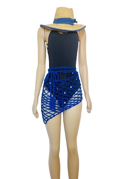 Amazon.com: Sexy Seashell Sequin Net Sarong, Navy Blue Swimwear Wrap ...