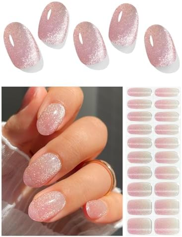 Amazon.com: AutyaMee Semi Cured Gel Nail Strips (Green)-20 PCS Gel Nail ...
