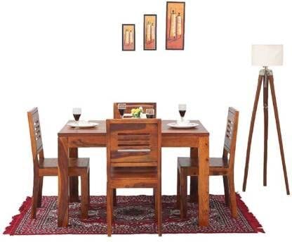 Wooden Four Seater Dining Table with Four Chair : Amazon.in: Home & Kitchen