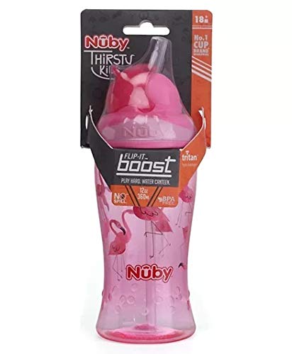 Buy Nuby Flip It Boost Thin Straw Sipper 360ml (Pink) Online at Low ...