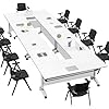 Amazon.com: HSHBDDM Folding Conference Table with Flip-Top Design, with Caster Rectangular ...