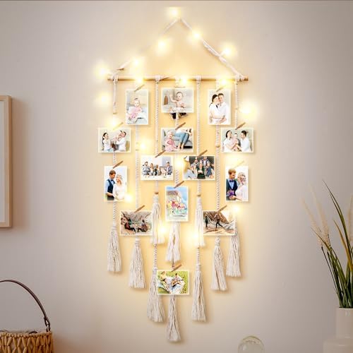 Amazon.com: popotop Hanging Photo Display with Clip,Boho Home Wall ...