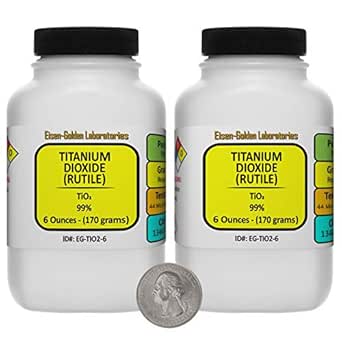 Titanium Dioxide Rutile [TiO2] 99% AR Grade Powder 12 Oz in Two Bottles ...