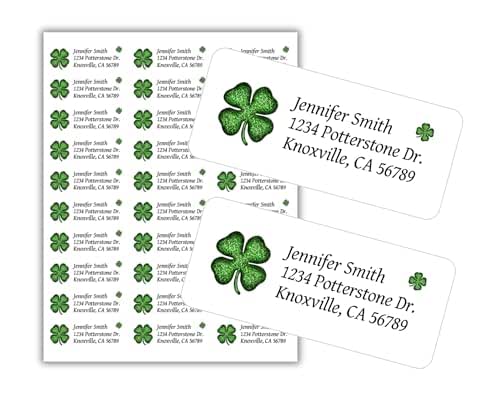 Amazon.com: 60 Personalized St. Patricks day shamrock return address ...