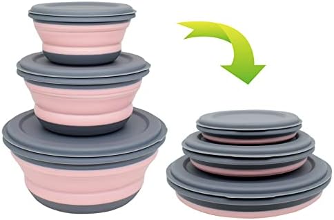 UMIQUA Camping Bowl, 3 PCS Food Grade Silicone Collapsible Bowls with ...
