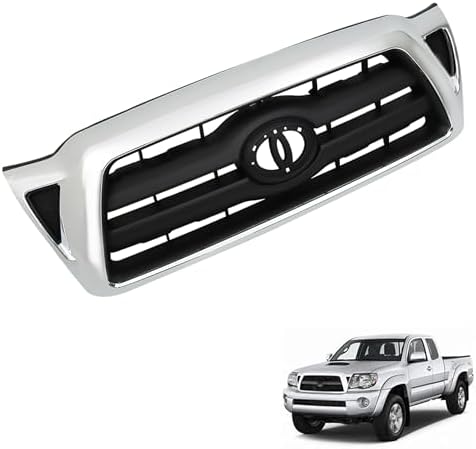 Amazon.com: Thomletha Front Bumper Upper Grille Chrome Shell with Black ...