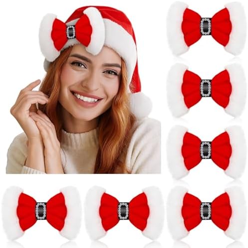 Amazon.com : Suncalla 6 Pcs Christmas Hair Bow Santa Claus Hair Clips ...