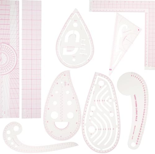 Sewing Ruler Set - Inch and Metric Clear Curve Straight Shape Marking ...