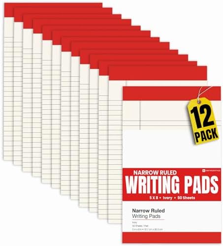 Amazon.com : 1InTheOffice Note Pads 5x8, Narrow Ruled Note Pad, 50 ...