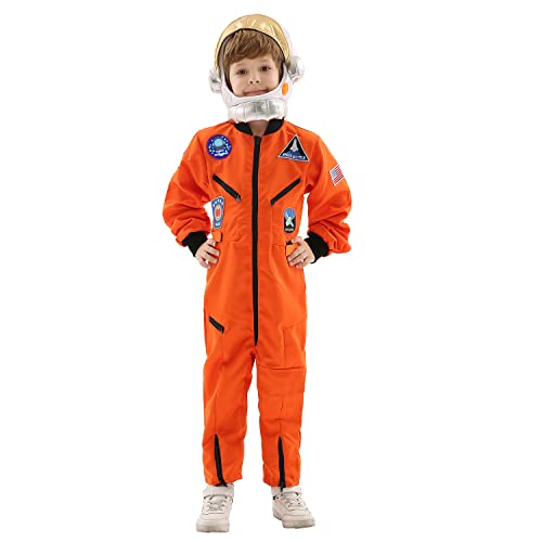 Forever Young Kids Children’s Orange Astronaut Space Suit Fancy Dress ...
