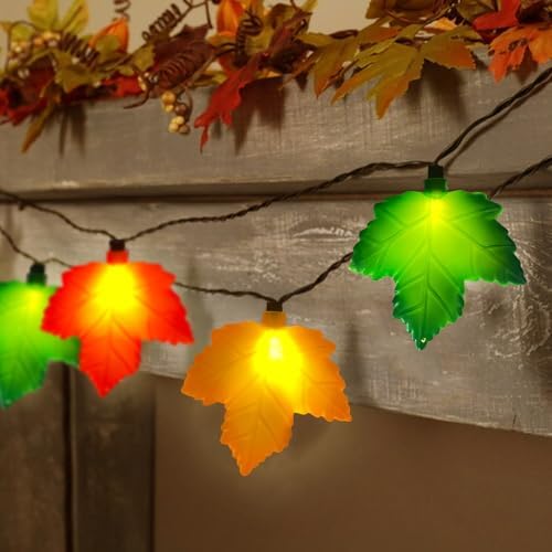 Fall Decor Multicolored Maple Leaf String Lights, 13.6Ft LED ...