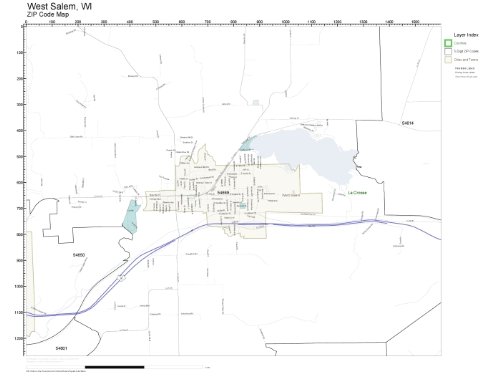 Amazon.com : ZIP Code Wall Map of West Salem, WI ZIP Code Map Laminated ...