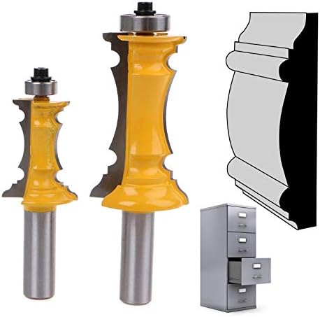 2pcs/set 1/2'' Shank Mitered Door Drawer Rail Chair Molding Router Bit ...