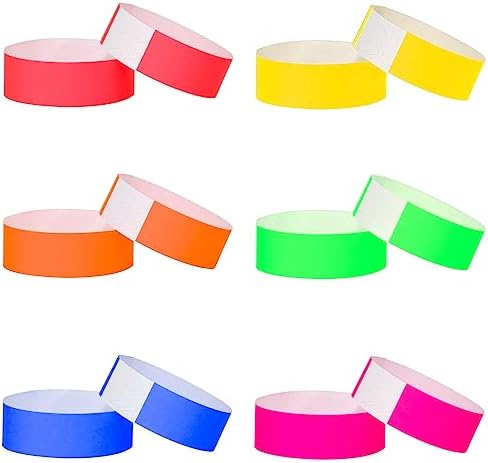 L LIKED 600 Pcs Neon Wristbands for Events, Waterproof Paper Bracelets ...