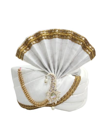 PRIYAKANT SAFAWALA Handstitch Ready to Wear White Colour Safa (Turban ...