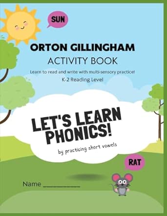 Orton Gillingham Multi-Sensory Phonics Workbook: PreK - 2nd Workbook ...