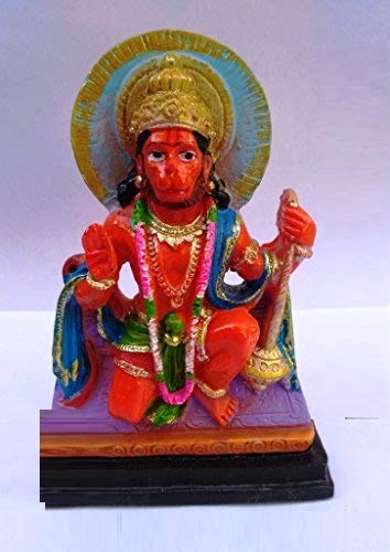 Buy SoilMade Red Hanuman Flat Marble Idol, Oval Shape, Stone Made, Size ...