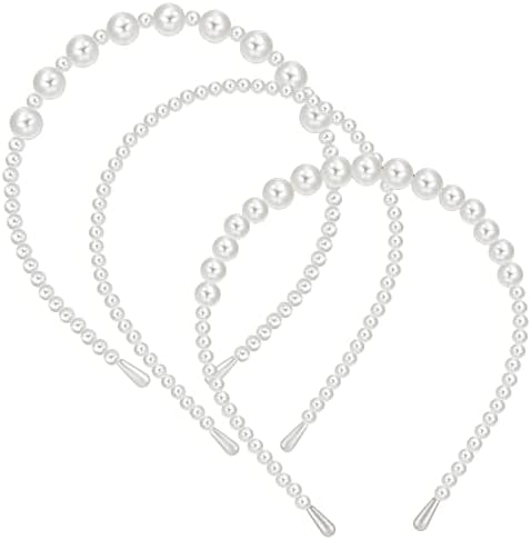 Amazon.com: Hapdoo White Pearl Headbands for Women Girls, Cute Beads ...