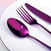 Amazon.com | 50 Pieces Purple Silverware Set Service for 10 Stainless ...