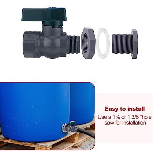 SAVITA Rain Barrel Spigot, 3/4inch Rain Barrel Spigot Kit with Bulkhead ...