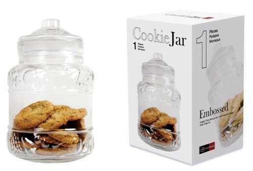 Buy Grant Howard 50460 Clear Glass Embossed Cookie Jar with Bell Top ...