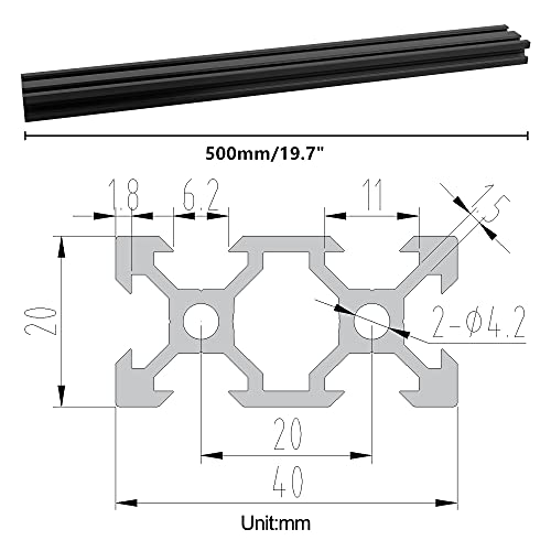 Snapklik.com : 2PCS 500mm 2040 V European Standard Anodized Black ...