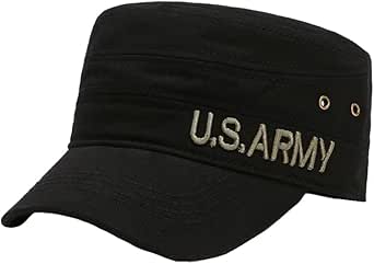 WITHMOONS Cotton Cadet Cap Military Army Hat Army Style Flat Top Cap ...