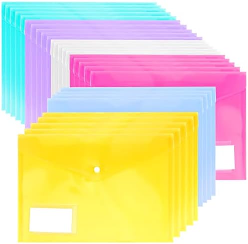 SEUNMUK 30 Pack A4 Plastic Wallets Folders, 32 x 23 cm Colour Plastic ...