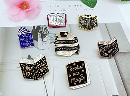 Amazon.com: 7 Pieces Cartoon Books Enamel Pins Magic Book Badge Cute ...