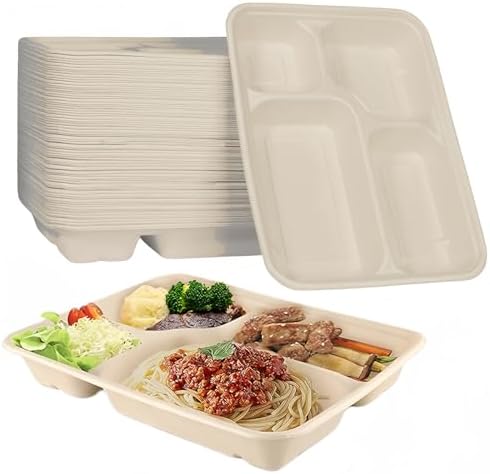 Amazon.com: NROZIET 50 Pack 6 Compartment PaperPlates, Disposable ...