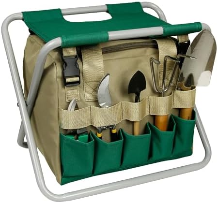 Amazon.com: Pure Garden Folding Garden Stool with Tool Bag Plus 5 ...