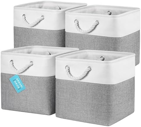 Amazon.com: EZOWare [Set of 4 Foldable Fabric Storage Cube Bins with ...