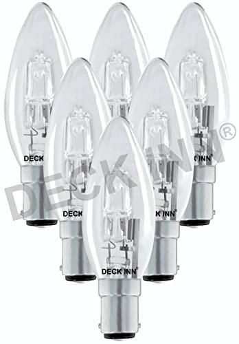 DECK INN 5 x Candle Halogen Energy Saving Light Bulb 42W=55W=60W SBC ...