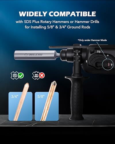 Snapklik.com : ZELCAN SDS Plus Ground Rod Driver, Heavy Duty Ground Rod ...