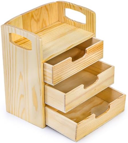 Amazon.com: Hedume Wooden Desk Organizer with 3 Drawers, Desktop Drawer ...
