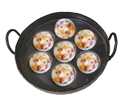 CHILLATAI Traditional Iron 7 Cavity Paddu Pan/Guliyappa Pan : Amazon.in ...