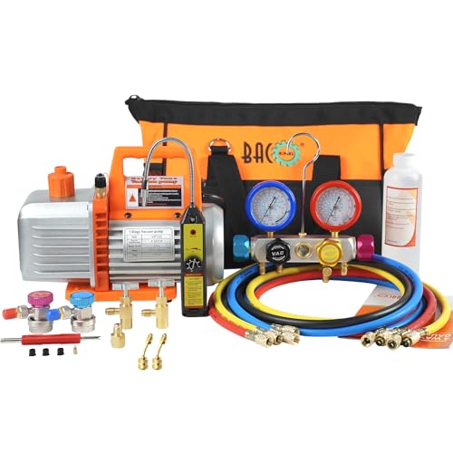 3.6CFM AC Vacuum Pump and Gauge Set - Home Mini Split Vacuum Pump Kit ...