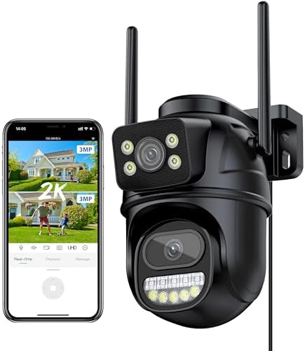 2.5K/6MP Dual Lens Outdoor Security Camera, Reobiux 360° PTZ Home ...