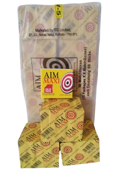 Matchbox/Matchsticks AIM MAXI - Pack of 10 Boxes * 5 MatchBoxes, Total ...