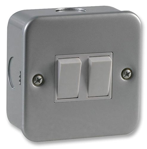 PRO ELEC 9402SMB Metalclad 2 Gang 2 Way Light Switch : Amazon.co.uk ...