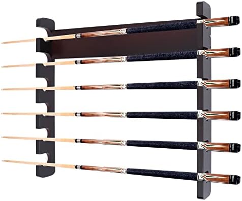 Amazon.com: TBVECHI 6 Sticks Pool Cue Rack Wall Mounted, Horizontal ...
